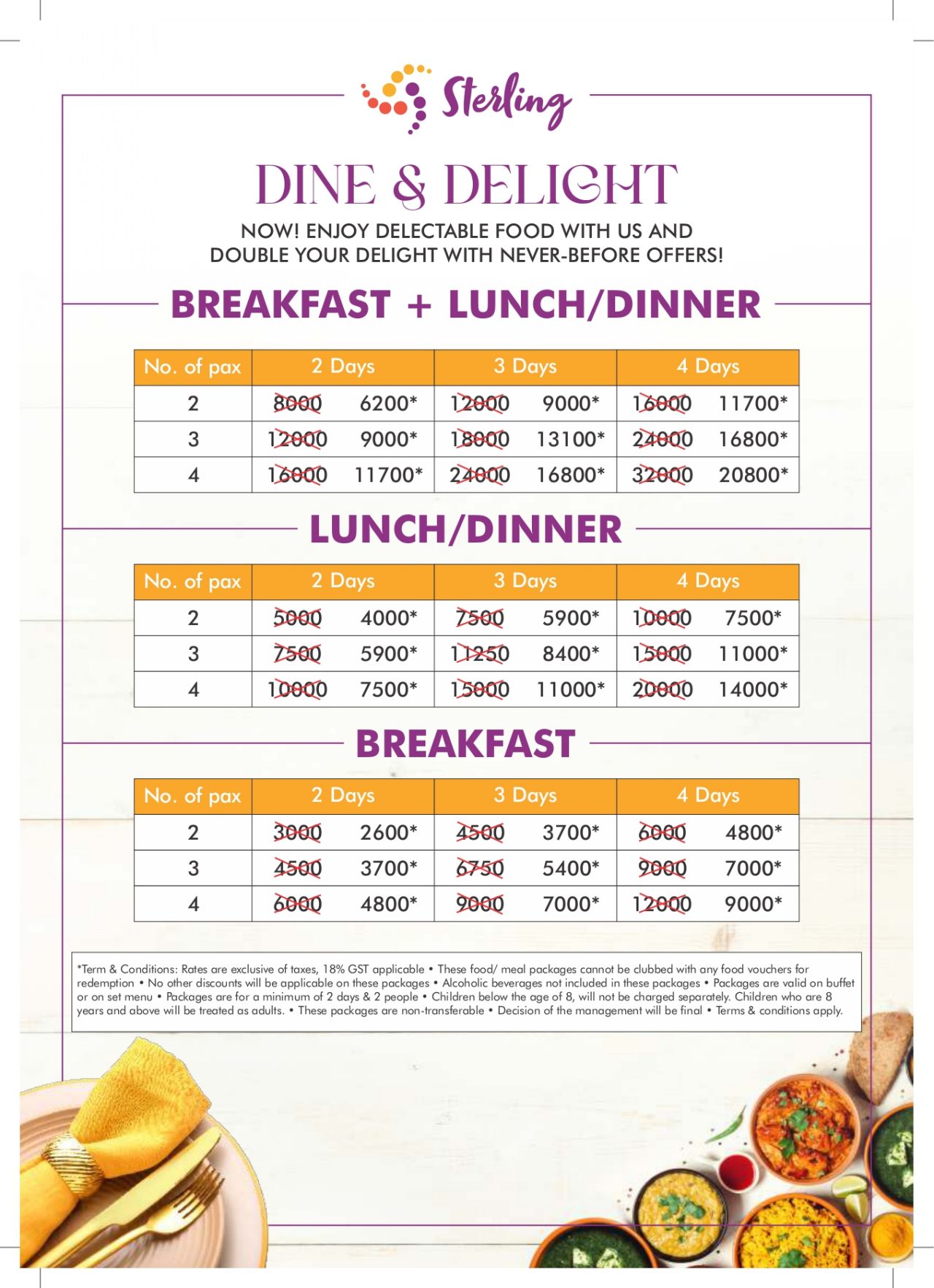 Dine & Delight | Sterling Holidays