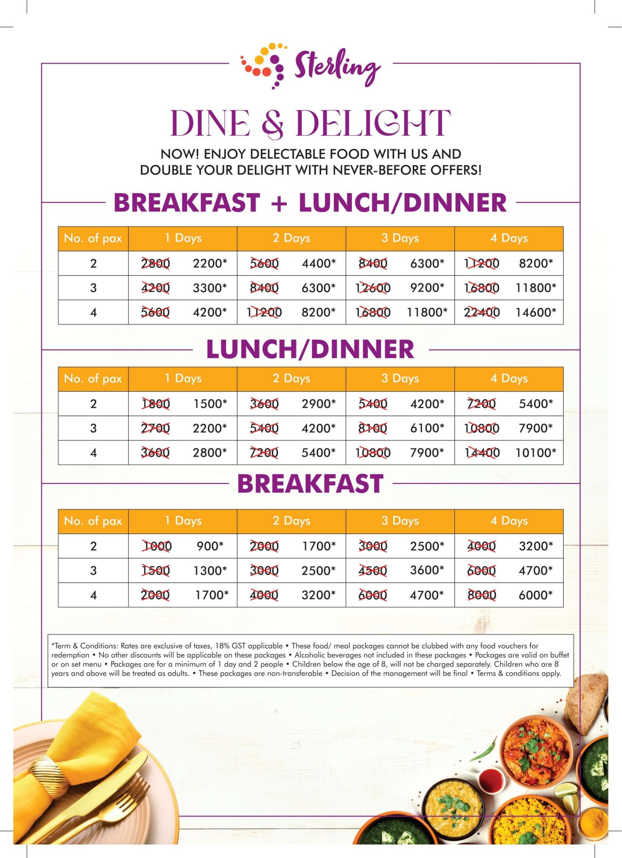 Dine & Delight | Sterling Holidays